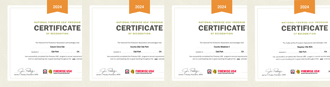 Firewise Certificates - Oak Park Fire Safe Council